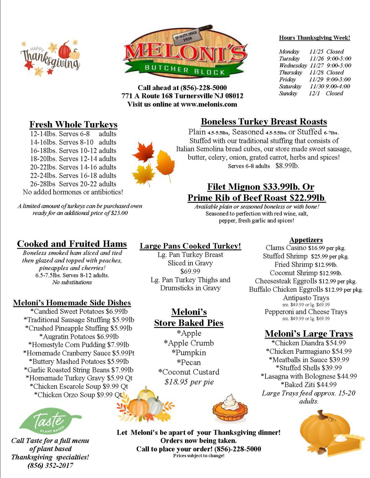 Thanksgiving Menu 2024 – Melonis