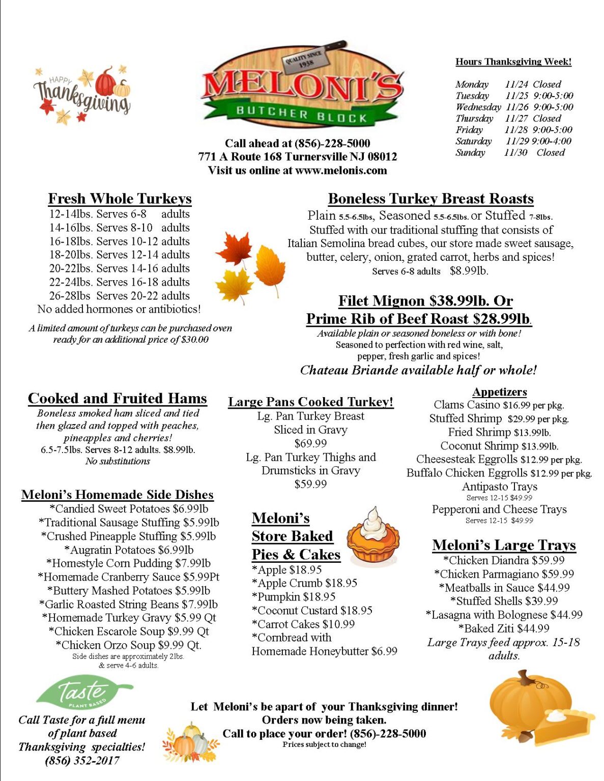 Thanksgiving Menu 2024 – Melonis